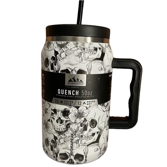 Hydrapeak | Dining | Hydrapeak Quench 5oz Flowers Skull Halloween Insulated Water Bottle Tumbler ...